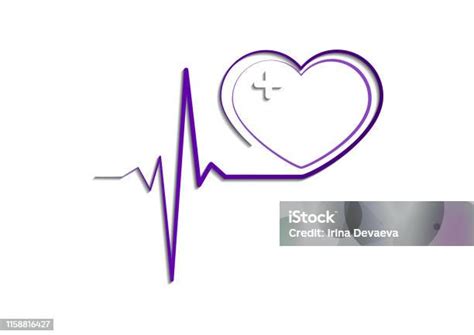 하트 비트 기호와 심장 아이콘입니다 라벨 디자인 개념 병원 장비흰색 기호에 격리 맥박 추적에 대한 스톡 벡터 아트 및 기타 이미지 맥박 추적 보라색 건강 모니터링