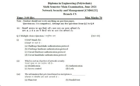Dr A P J Abdul Kalam University Polytechnic Vi Sem Csd Network Security And Management