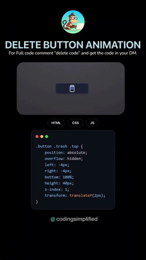 Delete Button Animation Using Html And Css Css Html Viral Programming Shorts Youtube