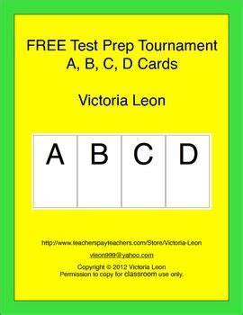 Free Test Prep Tournament A B C D Cards Test Prep Elementary
