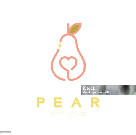 심장 기호 아이콘 개요 획 배 과일 배 텍스트와 복사 공간 벡터 Eps10와 녹색 배경에 고립 디자인 그림 설정 0명에 대한 스톡 벡터 아트 및 기타 이미지 Istock
