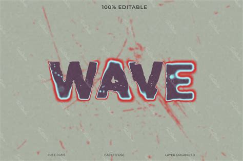 wave text style effect free photoshop psd file