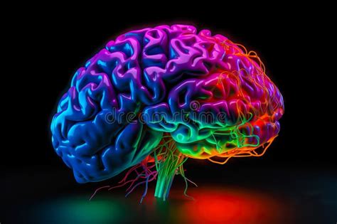 Brain Abstract Digital Human Brain Neural Network Digital Electrical Activity Flashes And