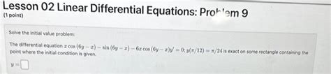 [solved] Lesson 02 Linear Differential Equations Pre