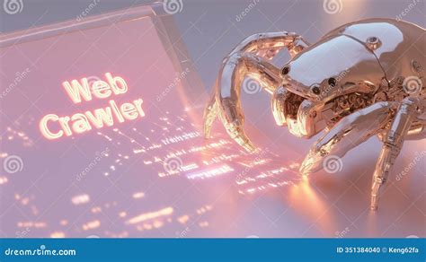 Crawler Digital Marketing Concept Illustration Flat Design Linear Style Banner