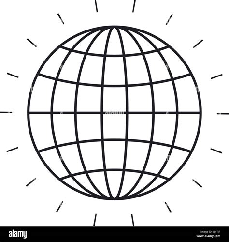 Silhouette Front View Globe Earth World Chart With Lines Stock Vector