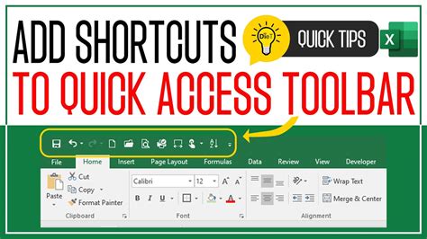 Excel Quick Tips How To Add Shortcuts To Quick Access Toolbar Youtube