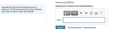 Solved Chlorous Acid Hclo2 Express Your Answer To Two
