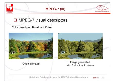 relational database schema for mpeg 7 visual descriptors by florian ppt