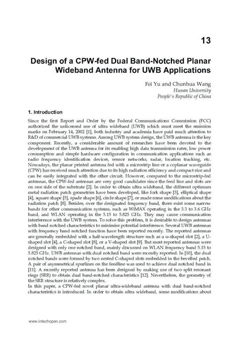 Pdf Design Of A Cpw Fed Dual Band Notched Planar Wideband Impedance Matching Of The