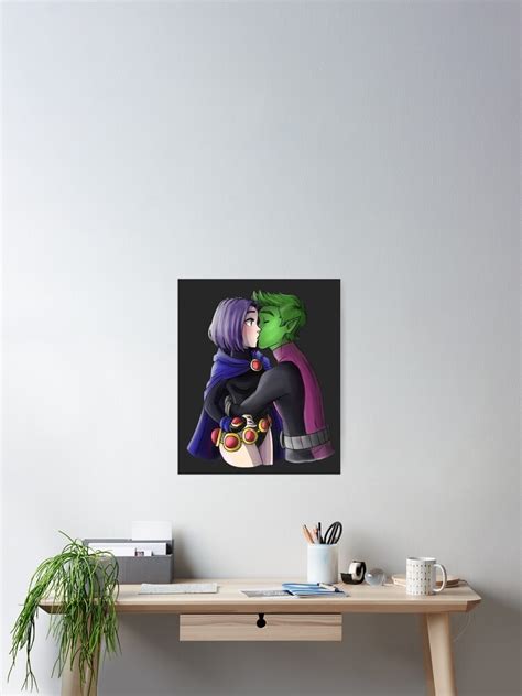 Beast Boy And Raven Kissing Poster For Sale By Jinxarcan Redbubble