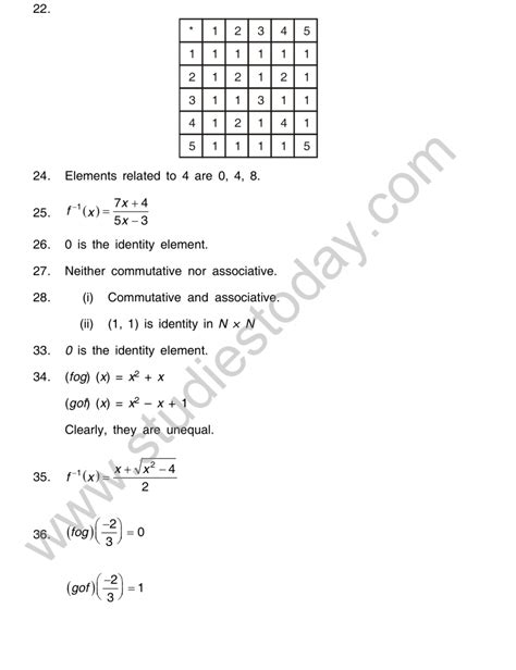 Cbse Class 12 Mathematics Relations And Functions Worksheet Set A