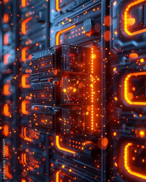 Artificial Intelligence Server Rack A Server Rack Glowing With Led Lights Housing Advanced Ai