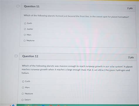 Solved Question 11 2pts Which Of The Following Planets