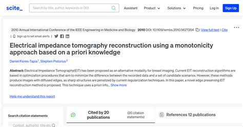 Citation Report Electrical Impedance Tomography Reconstruction Using A Monotonicity Approach