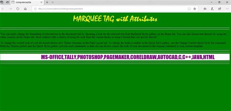 html telugu tutorials part 8 marquee tag with attributes