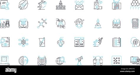 Technology Literacy Linear Icons Set Digital Cybersecurity Coding Automation Innovation