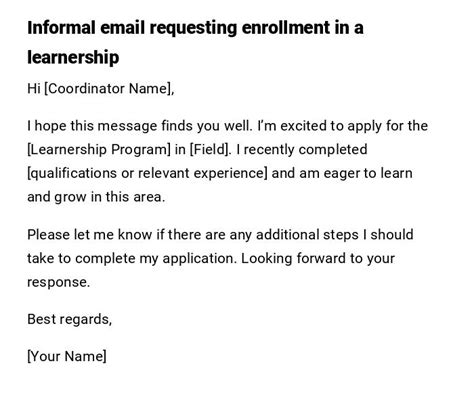 Application Letter For Learnership