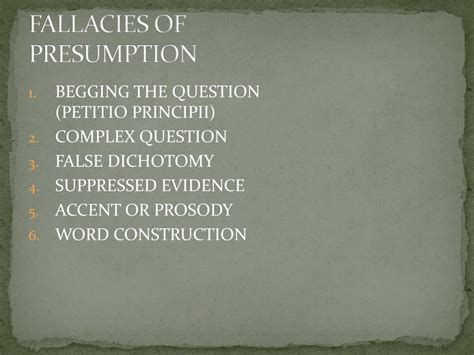 Ppt Fallacies Of Presumption Powerpoint Presentation Free Download