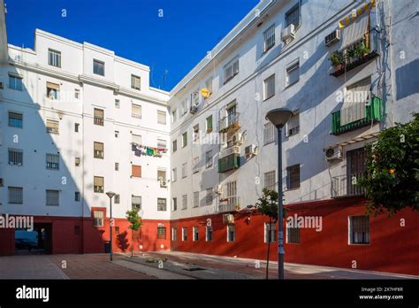 Classic 1950s Social Housing Block In Sevilles Tardón District Reflecting Post War Urban