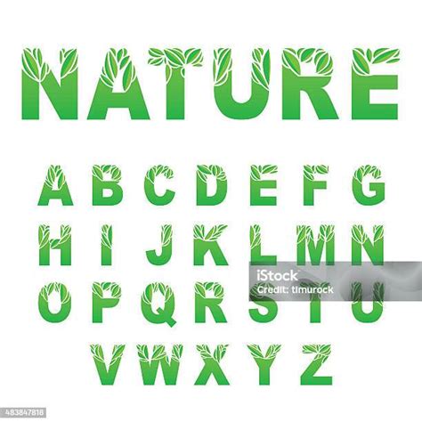 Font Daun Hijau Ilustrasi Stok Unduh Gambar Sekarang Jenis Huruf