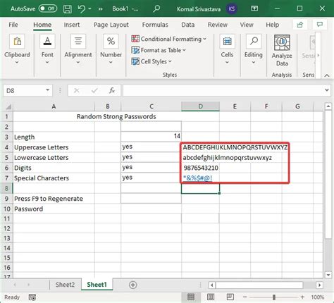 How To Generate A Random Strong Password In Excel