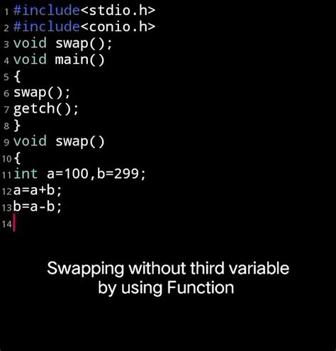 Swapping Without Third Variable Using Functionswappingfunction In C