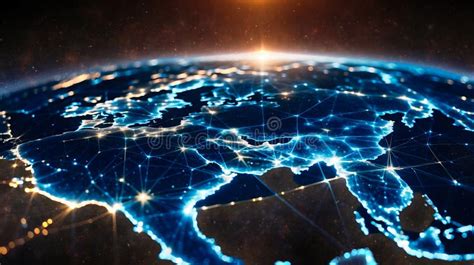Digital World Map Globe Concept Of Global Connection Network And