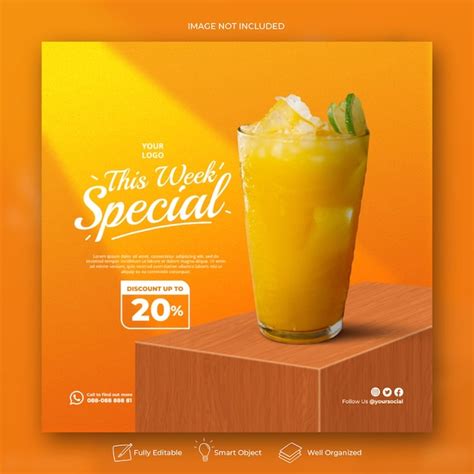 Premium Psd Orange Juice Menu Instagram Post Banner Template