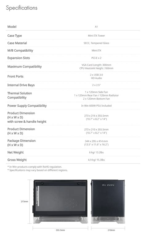 Buy Inwin A1 Mini Itx Case With 600w Psu Black [iw A1 Bla P] Pc Case Gear Australia