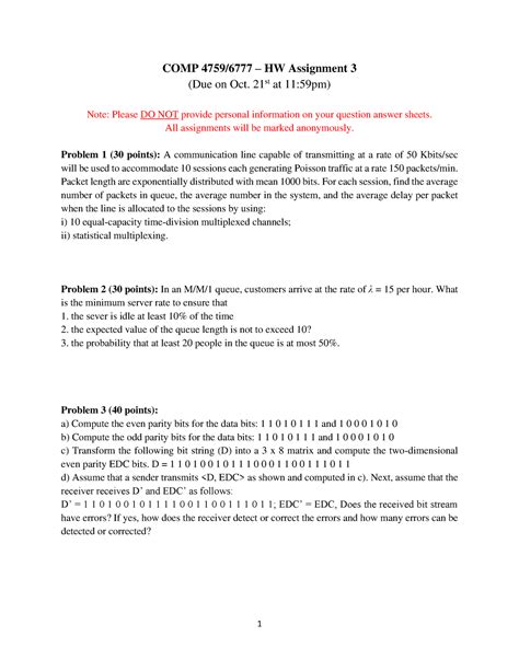 HW Assignment Problem Set To Practice COMP HW