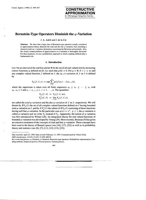 Pdf Bernstein Type Operators Diminish The φ Variation