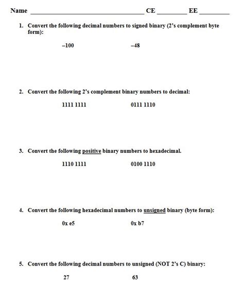 Solved Convert The Following Decimal Numbers To Signed