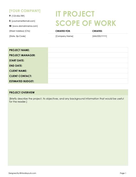 Engineering Scope Of Work Template Wordlayouts