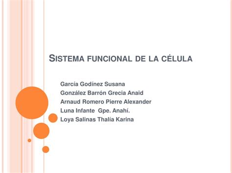 Ppt Sistema Funcional De La Célula Powerpoint Presentation Free