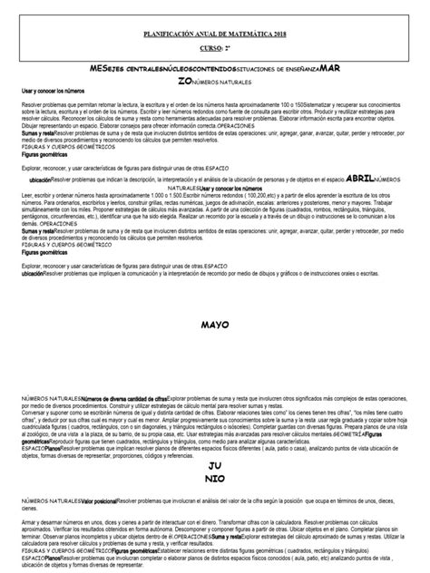 Planificación Anual De Matemática 2014 Descargar Gratis Pdf