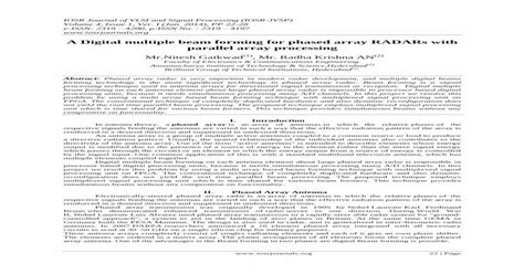 A Digital Multiple Beam Forming For Phased Array Radars · Pdf Filea Digital Multiple Beam