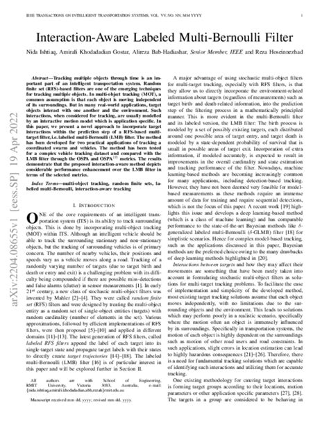 Pdf Interaction Aware Labeled Multi Bernoulli Filter