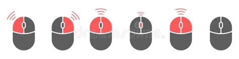 Computer Mouse Icons Vector Left And Right Click Vector Icons Set Of Pressing Different Mouse