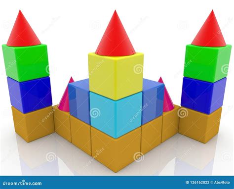 Construction Of The Toy Cube Fortress On A White Background Stock Illustration Illustration Of