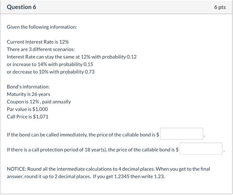solved question 6 6 pts given the following information