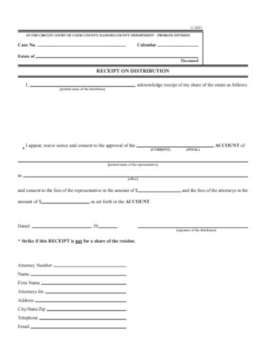 Receipt Of Distribution Form Sample Letter Of Distribution Of Estate
