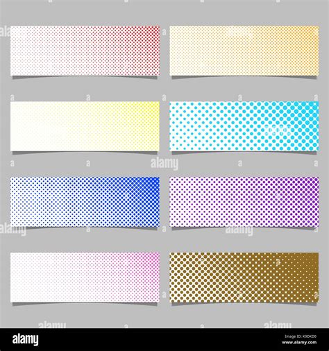 Retro Halftone Dot Pattern Banner Background Set Horizontal Illustrations With Circles In