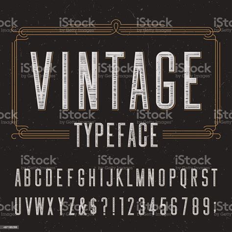 빈티지 알파벳 벡터 서체가 지쳤어요 오버레이 있는 애니메이션 컴퓨터 글자에 대한 스톡 벡터 아트 및 기타 이미지 컴퓨터 글자