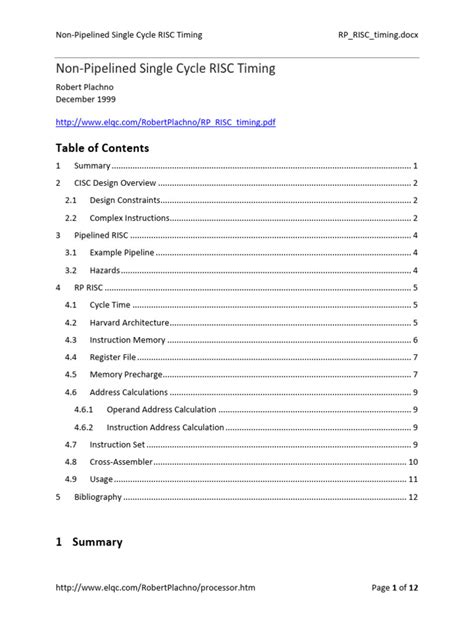Rp Risc Timing Pdf Central Processing Unit Assembly Language