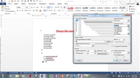 Ms Word 2013 Numbered And Bulleted Lists Youtube