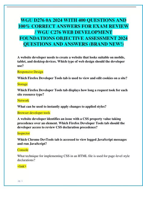 wgu d276 0a 2024 with 400 questions and 100 correct answers for exam
