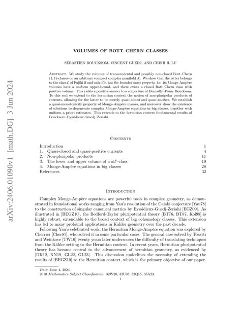 Pdf Volumes Of Bott Chern Classes