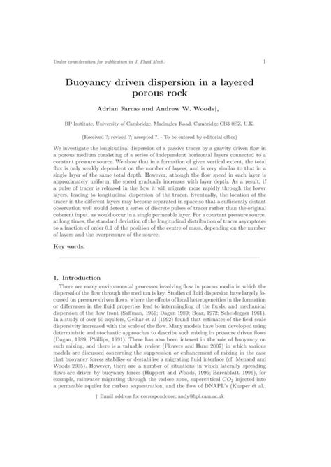 Pdf Buoyancy Driven Dispersion In A Layered Porous Rockbuoyancy Driven Dispersion In A Layered