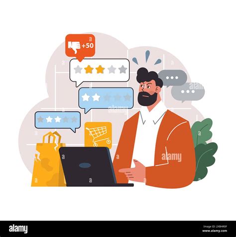 Angry Man Leaving A Bad Feedback Dissatisfaction Of Product Or